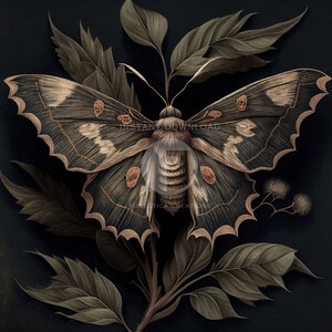 Moth | Dark Cottagecore Wall Art, Moody Botanical Printable, Goblincore ...