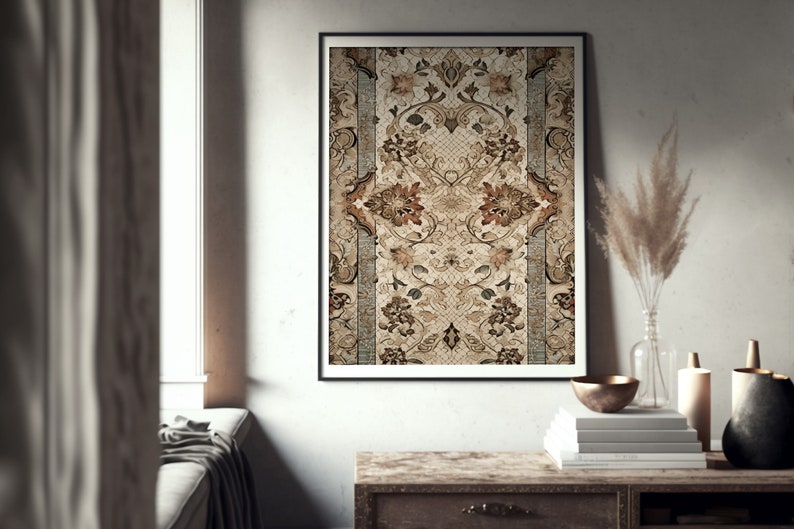 Antique Pattern | Rustic Farmhouse Decor, Textile Wall Art, Moody ...
