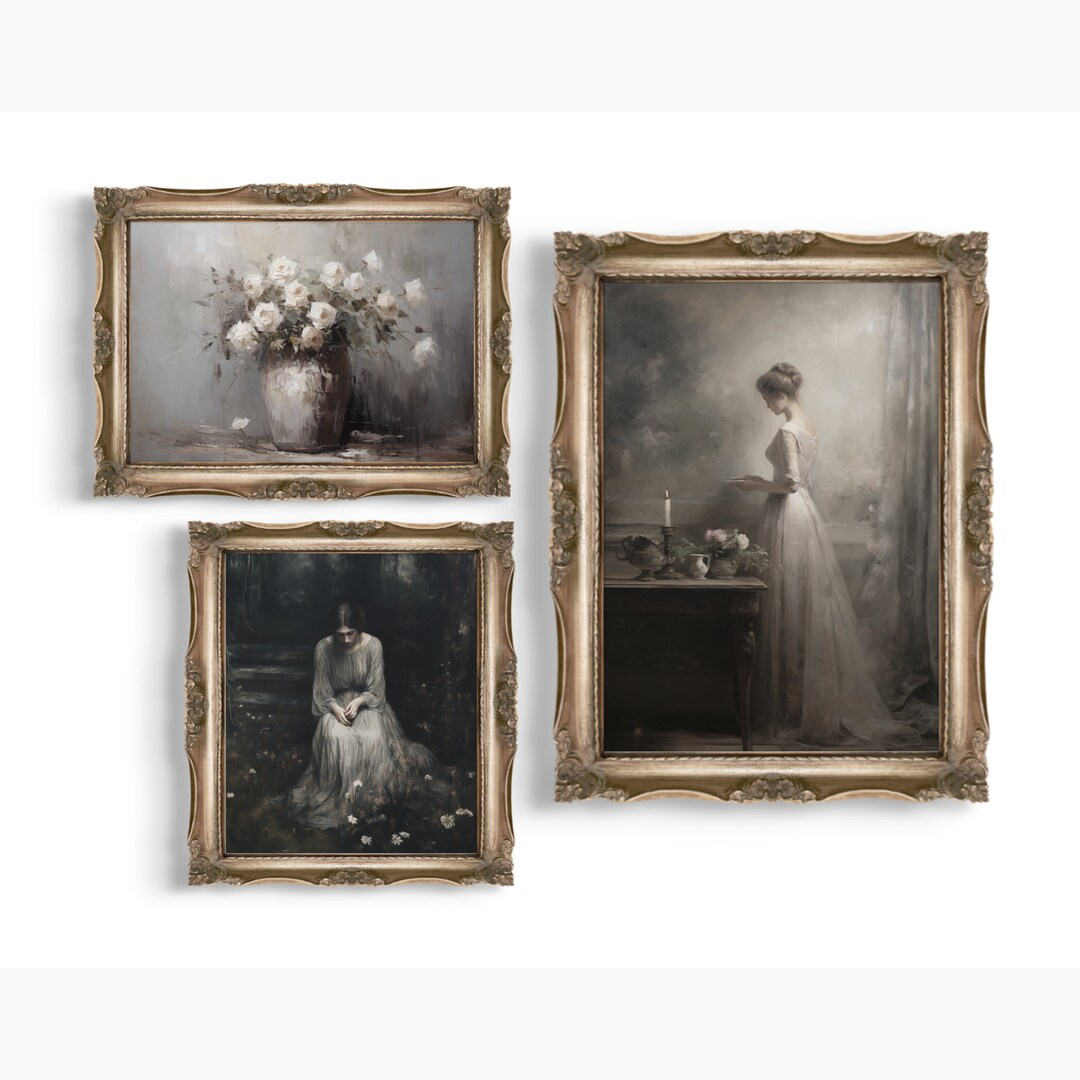 Set of 3 Light Academia Prints | Moody Wall Art, Victorian Decor ...