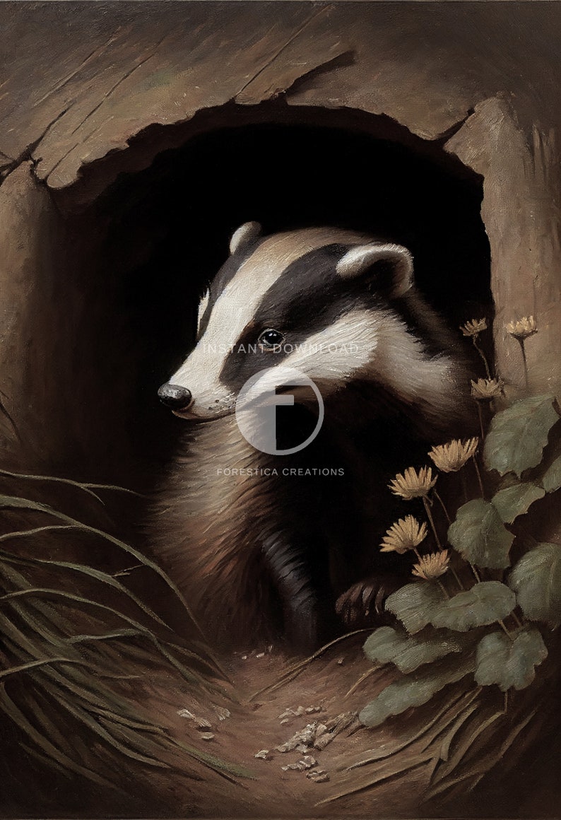 Badger Witchy Room Decor Cottagecore Prints Animal Wall - Etsy