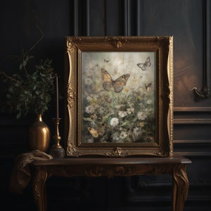 Vintage Butterflies Cottagecore Wall Art Moody Floral - Etsy