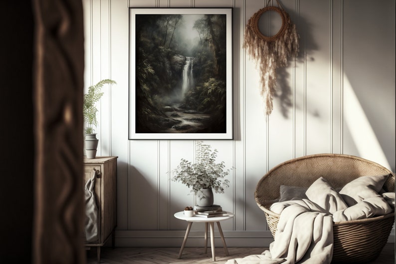Forest Waterfall Dark Academia Prints Victorian Goth Art - Etsy