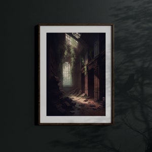 Abandoned Woodland Library | Vintage Gothic Wall Art, Bookish Oil ...