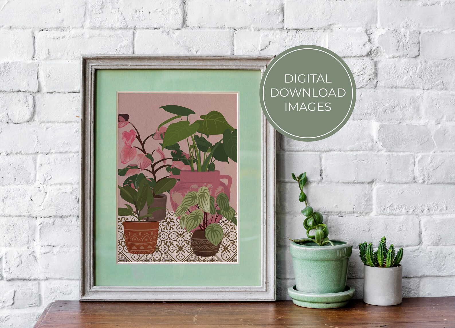 Boho House Plants Illustration for Printable Wall Art, Digital Download ...