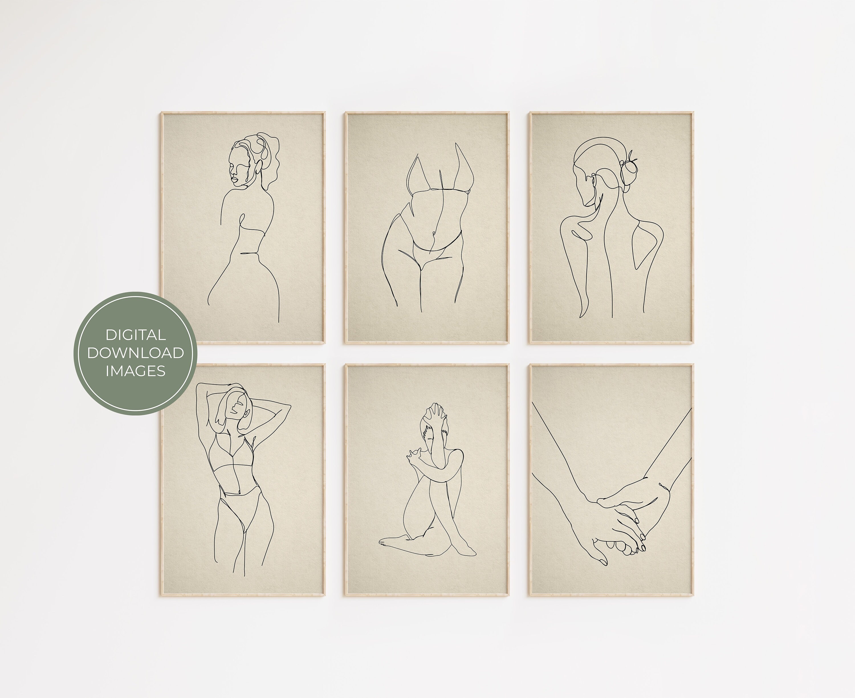 Women's Body Line Art Set of 6 Prints, Digital Download, Printable Wall ...