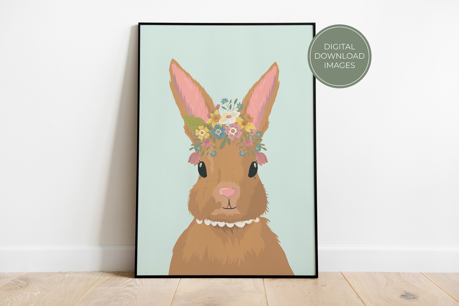 Cute Easter Rabbit Decoration, Printable Wall Art, Instant Download ...