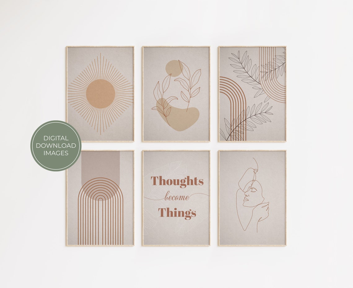 Boho Prints Gallery Set of 6, Printable Wall Art, Digital Download ...