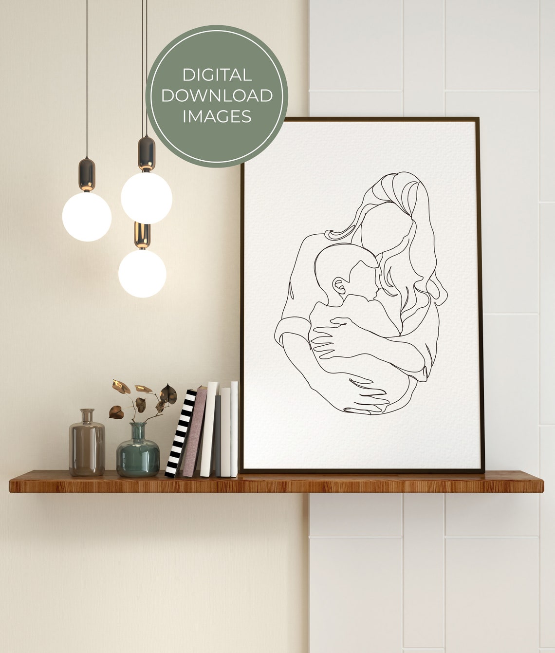 Mother and Child Line Art Print Digital Download Printable - Etsy
