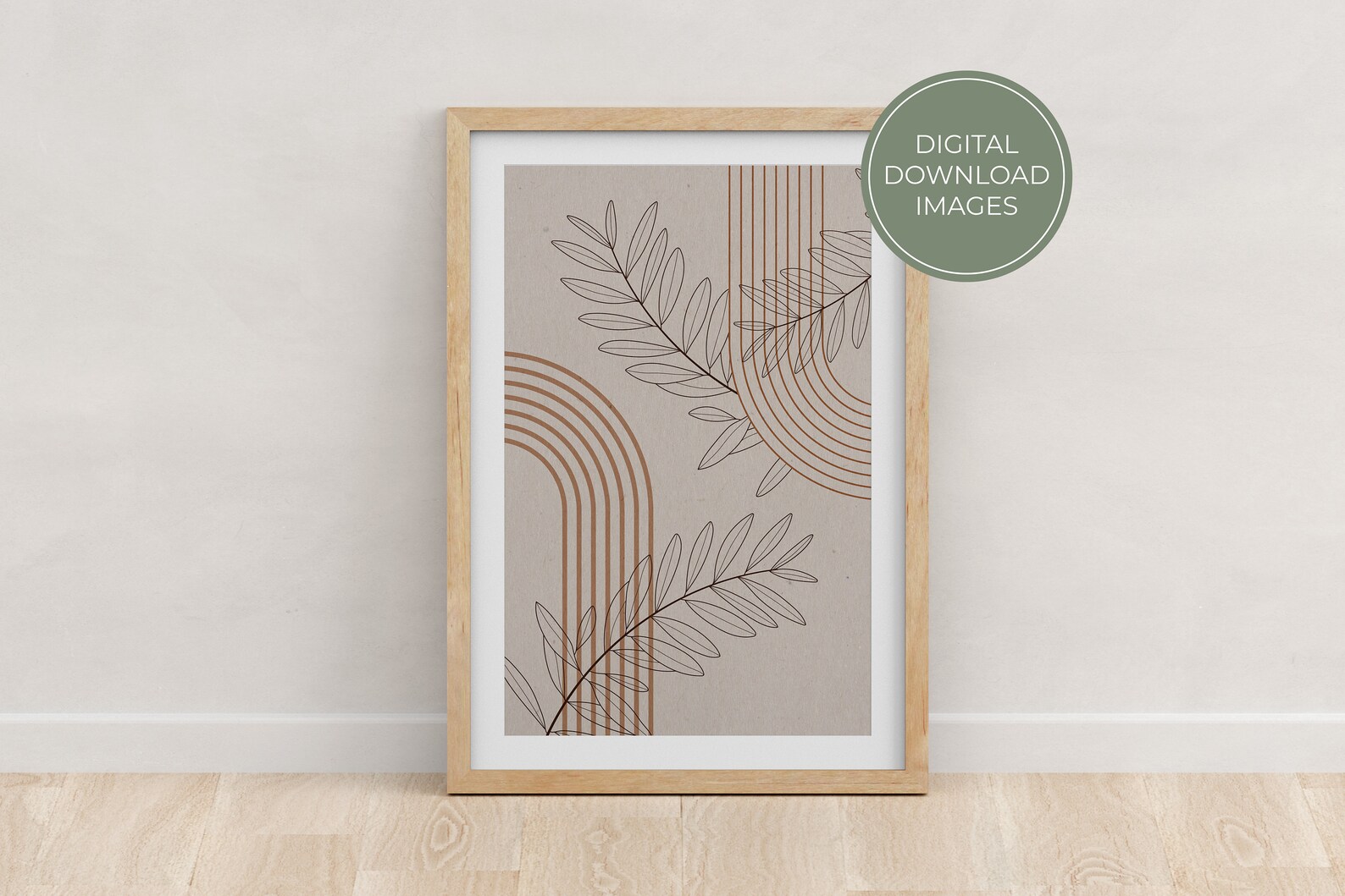 Boho Rainbow With Botanical Leaves Line Art Digital Download - Etsy