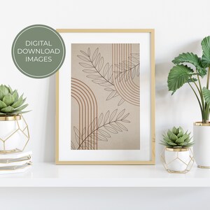 Boho Rainbow With Botanical Leaves Line Art Digital Download - Etsy