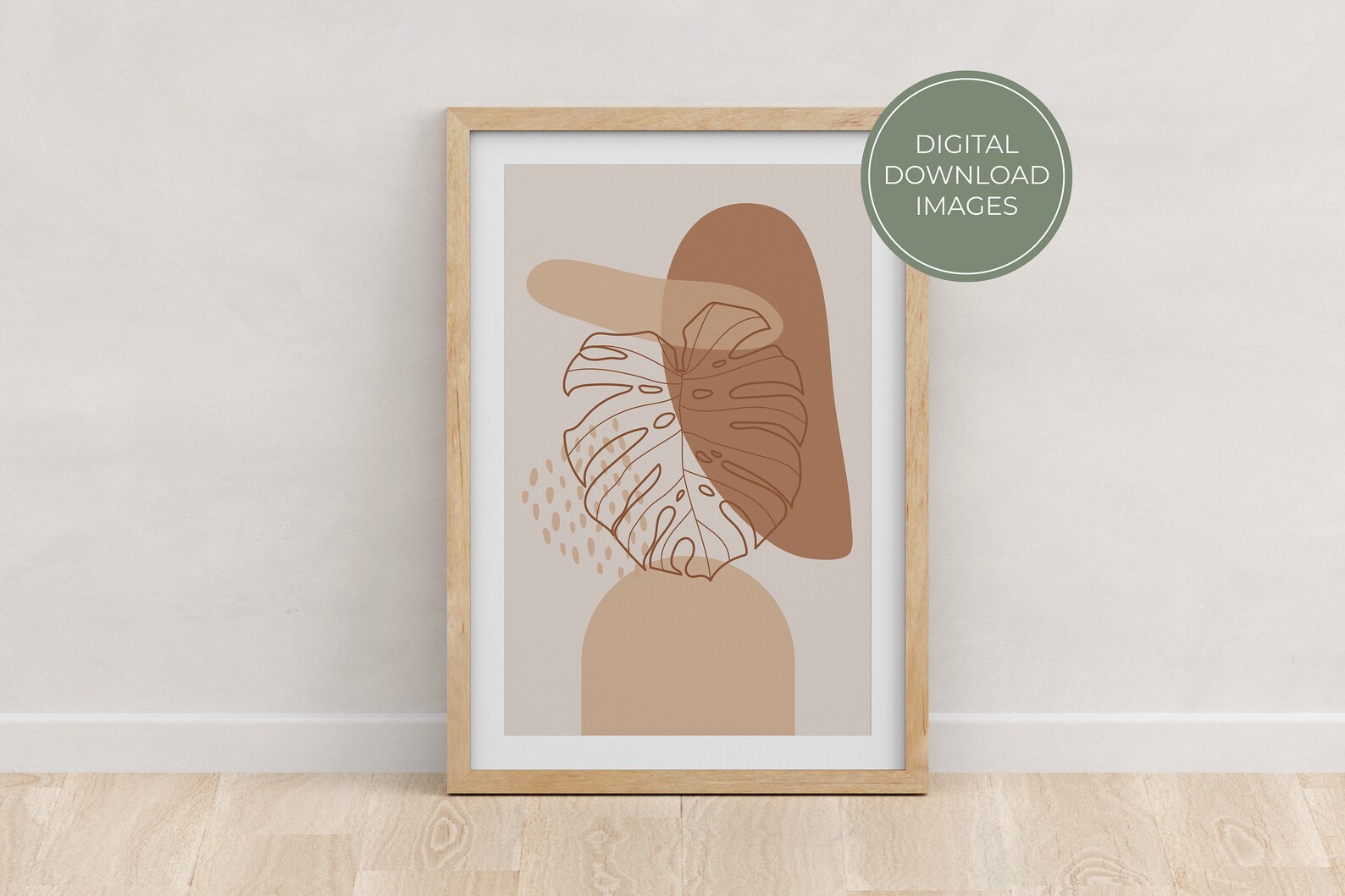 Boho Monstera Leaf Line Art Digital Download Printable Wall - Etsy