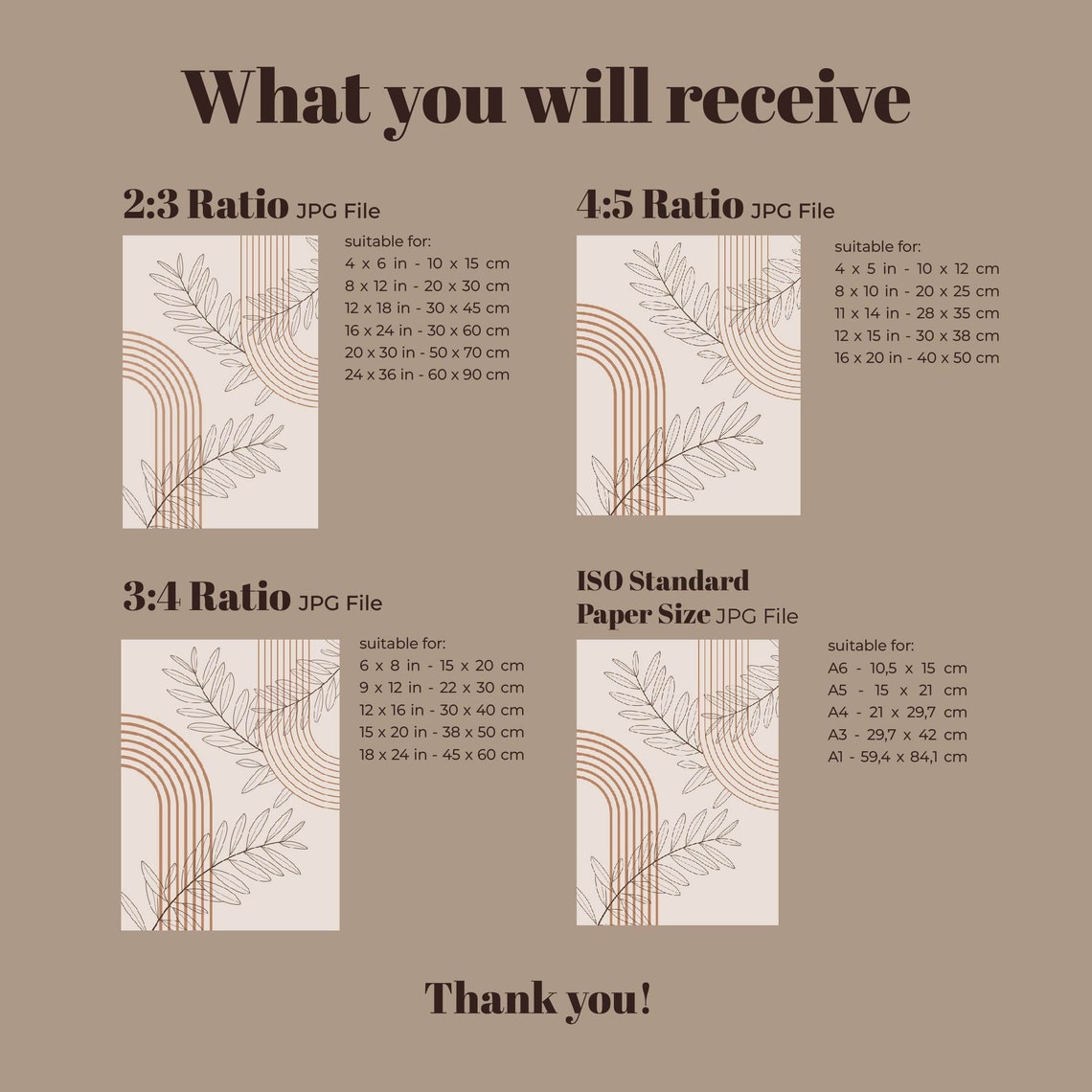 Boho Rainbow With Botanical Leaves Line Art Digital Download - Etsy