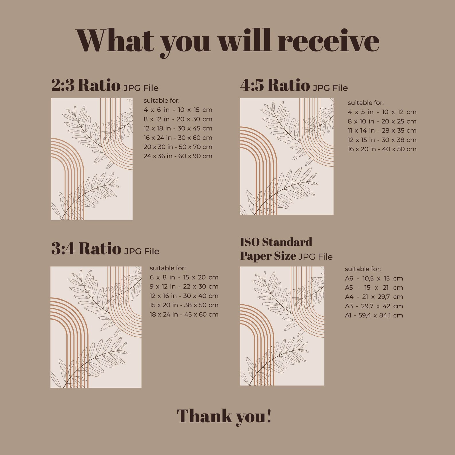 Boho Rainbow With Botanical Leaves Line Art Digital Download - Etsy