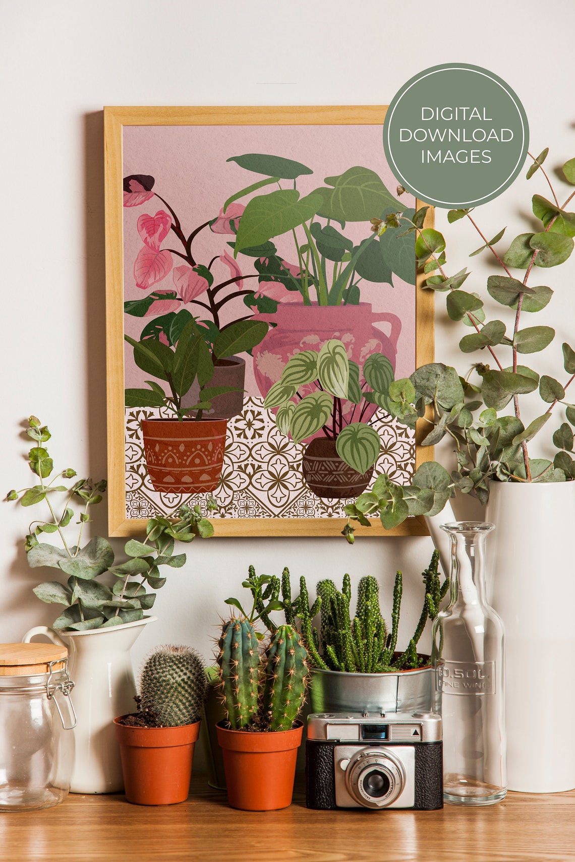 Boho House Plants Illustration for Printable Wall Art Digital - Etsy