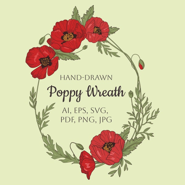 Poppy Wreath Etsy