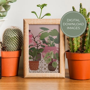 Boho House Plants Illustration for Printable Wall Art, Digital Download ...