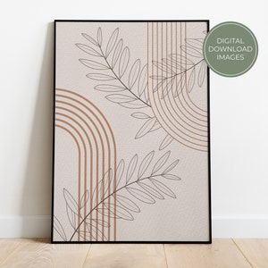 Boho Rainbow With Botanical Leaves Line Art Digital Download - Etsy