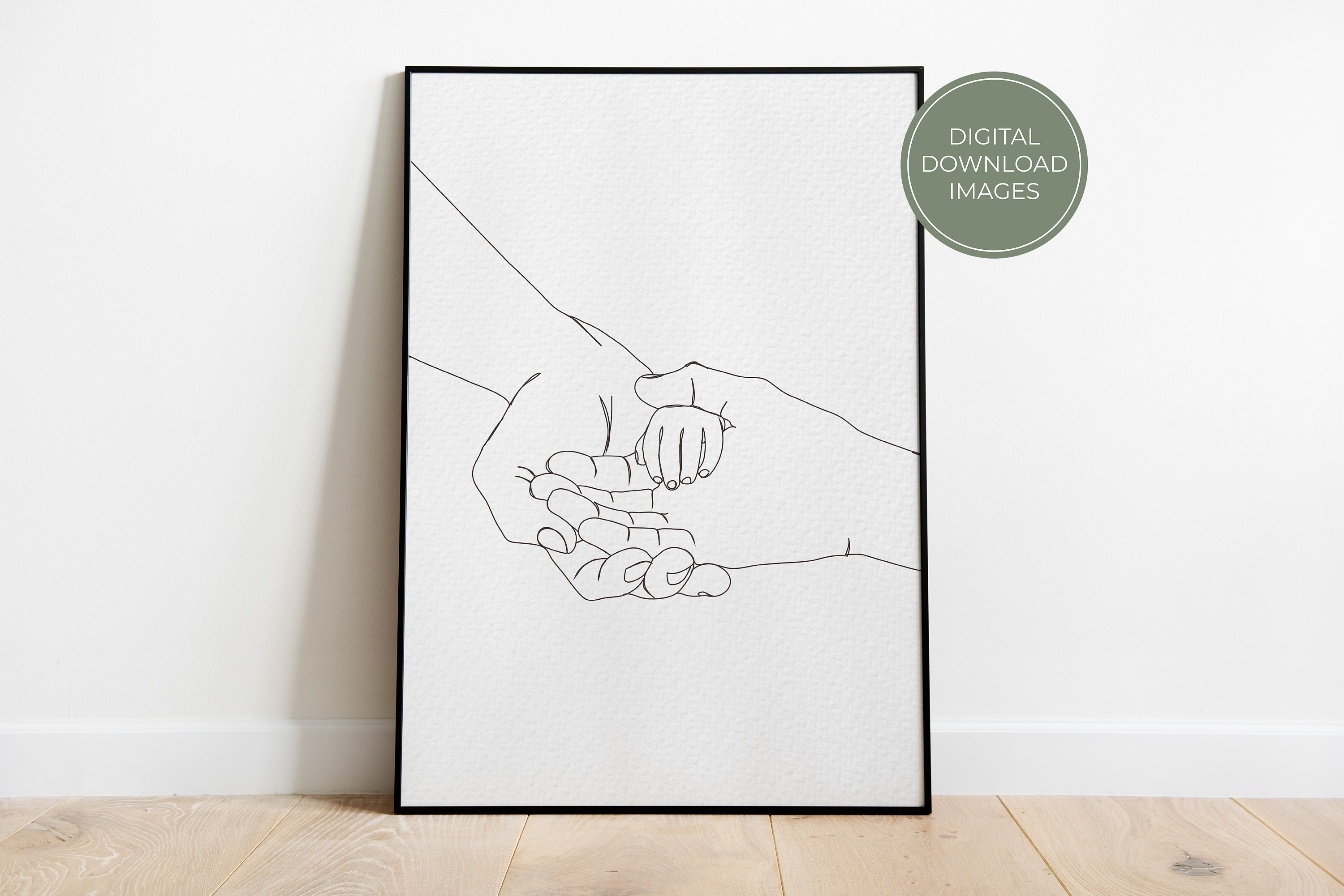 Holding Hands Family Line Art Room Decor, Printable Wall Art, Digital ...