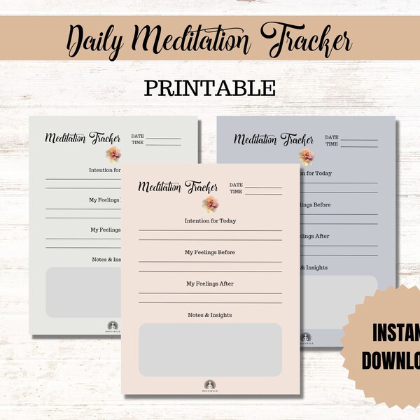 Meditation Tracker Printable - Etsy