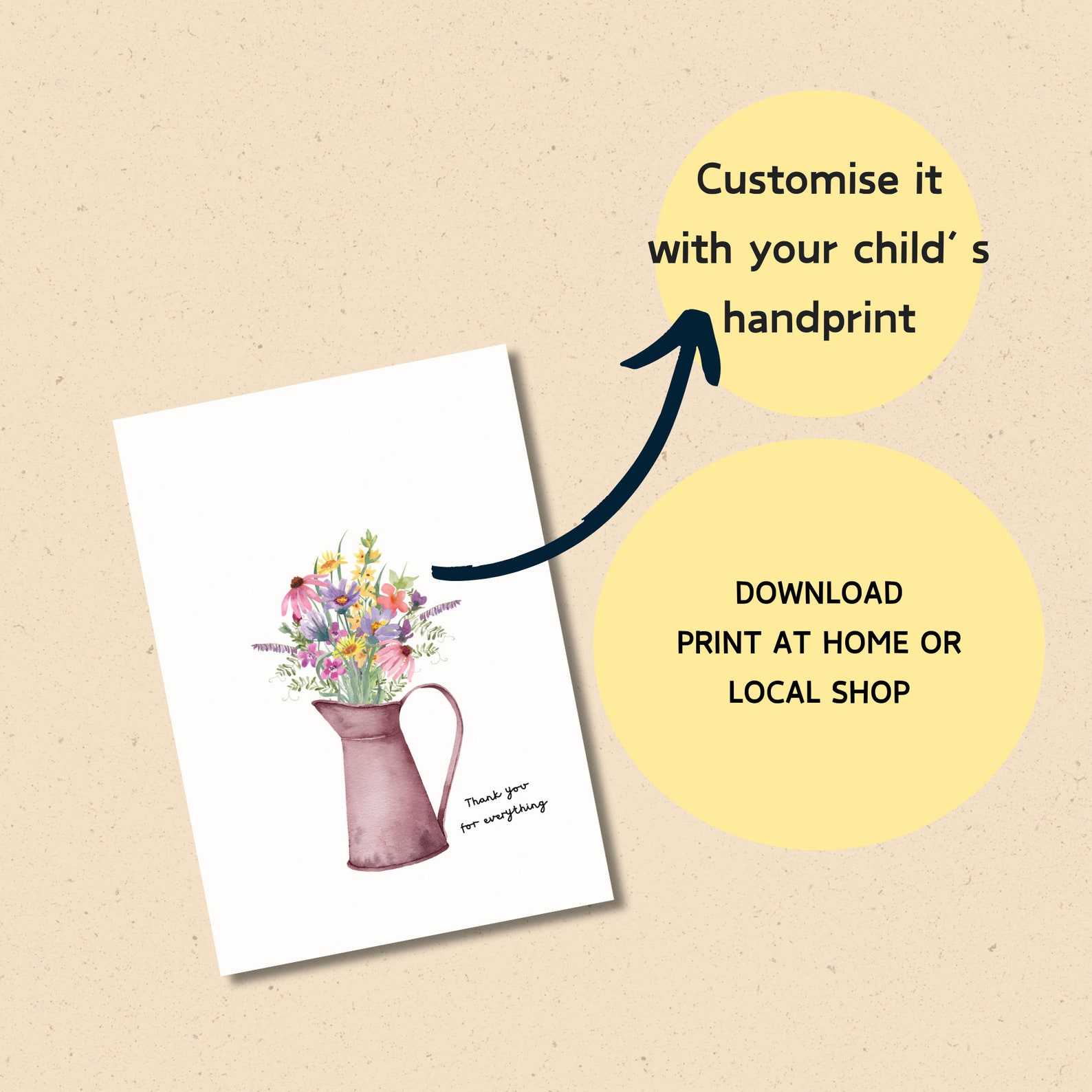Flower Handprint Art Craft Printable, Gift for Mom, Grandma's Birthday ...