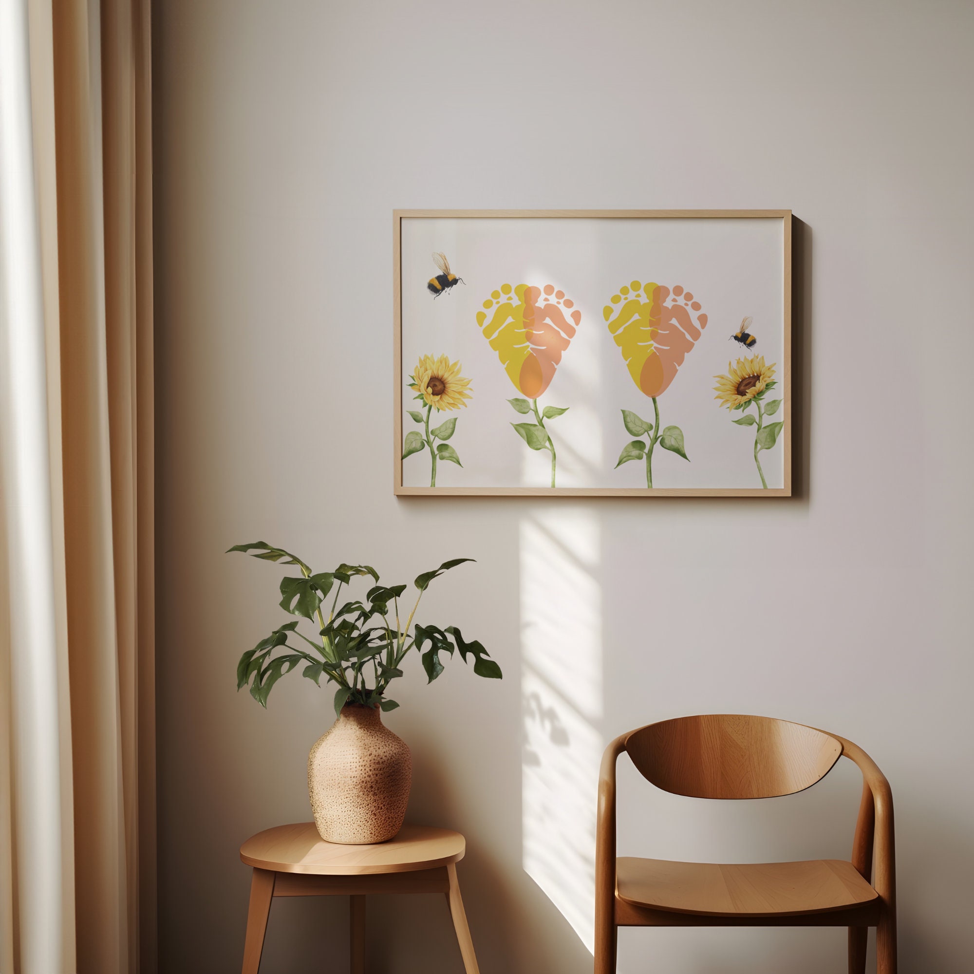 Sunflower Handprint Art Craft Mother's Day Kids Gift for Grandma Custom ...