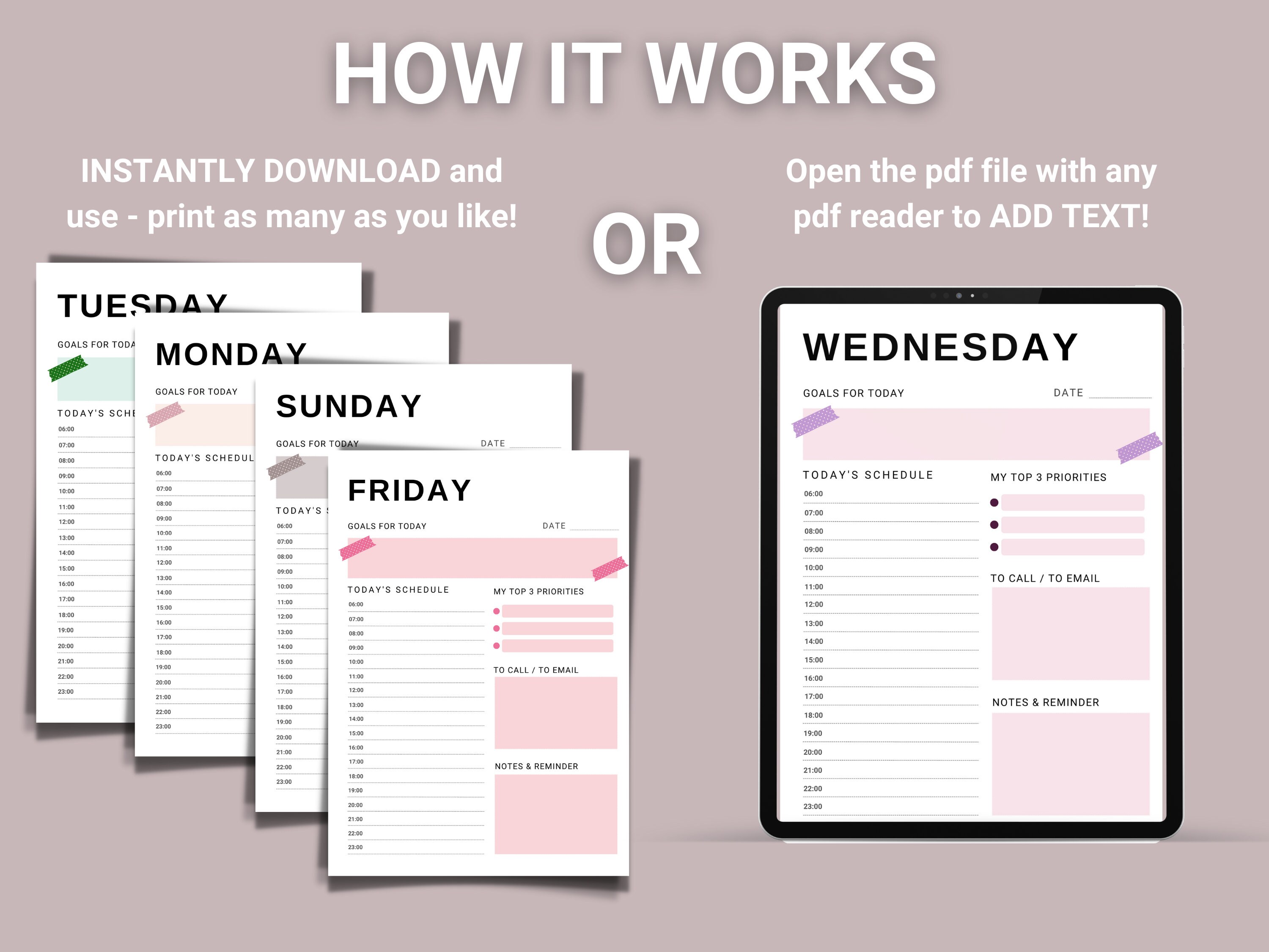Printable Daily Planner Printable Daily Routine Productivity - Etsy México