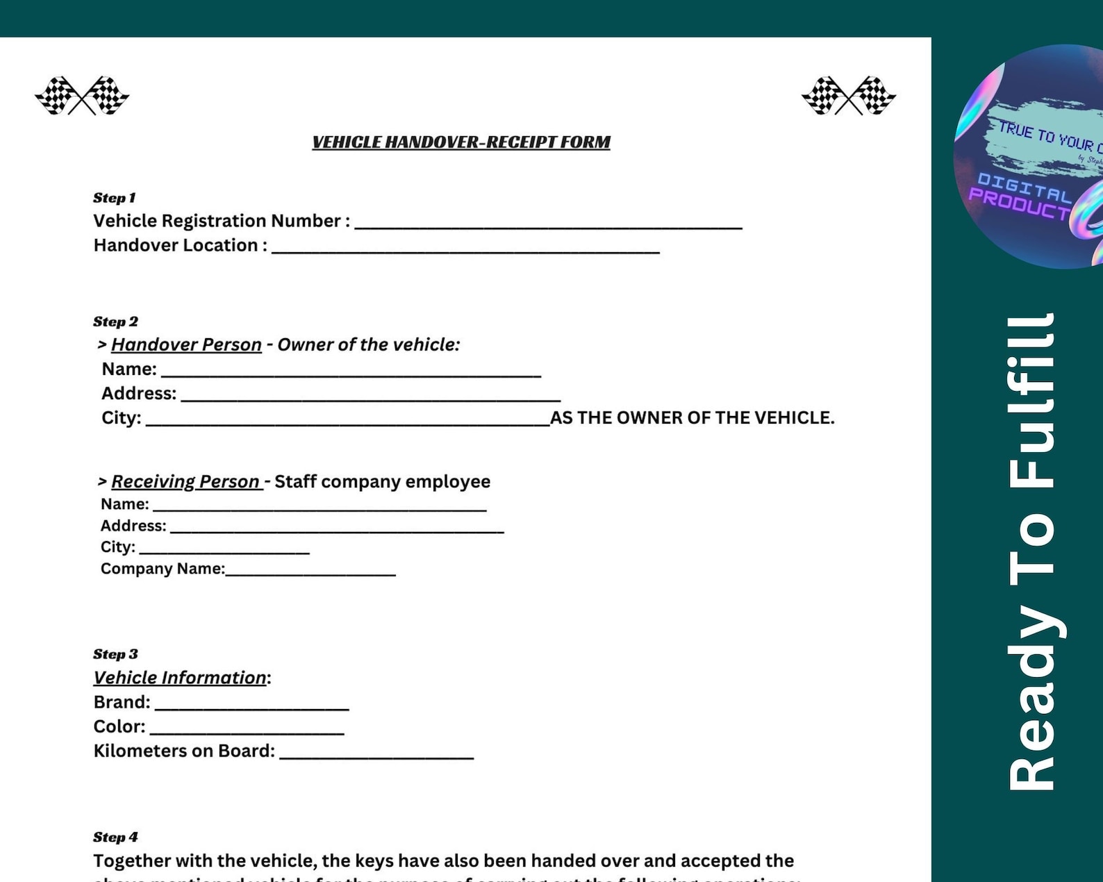 Vehicle Handover-receipt Form for Car Detailing Services and ...