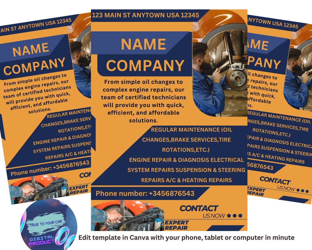 Editable Car Mechanic and Repair Shop Flyer Template Auto Repair Flyer ...