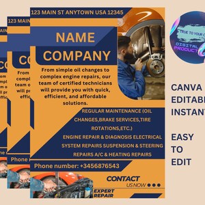 Editable Car Mechanic and Repair Shop Flyer Template Auto Repair Flyer ...