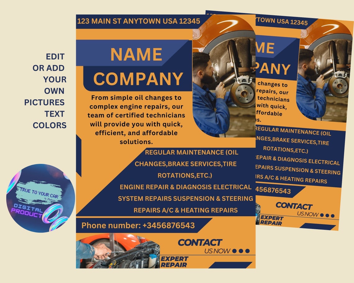 Editable Car Mechanic and Repair Shop Flyer Template Auto Repair Flyer ...
