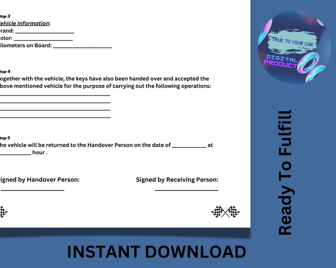 Vehicle Handover-receipt Form for Car Detailing Services and ...