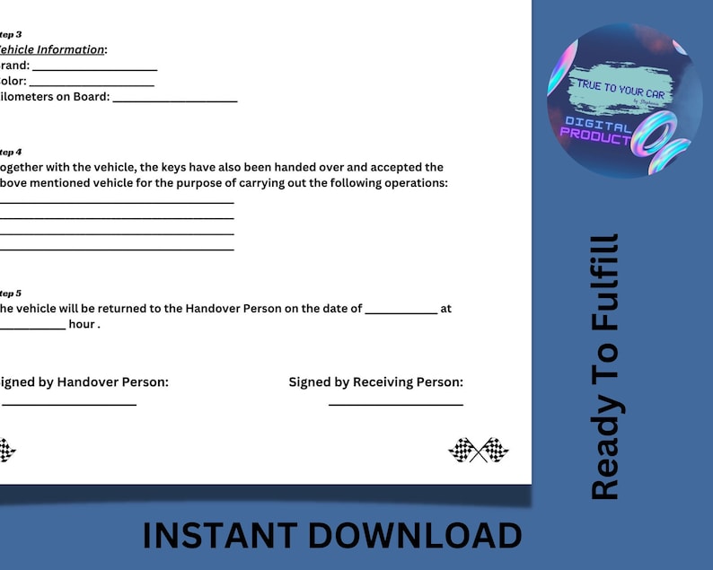 Vehicle Handover-receipt Form for Car Detailing Services and ...