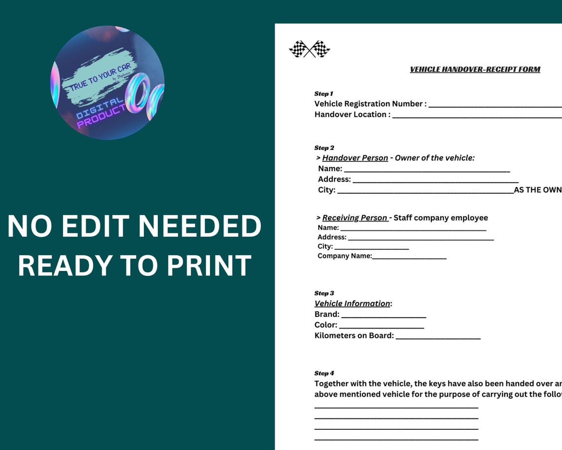 Vehicle Handover-receipt Form for Car Detailing Services and ...