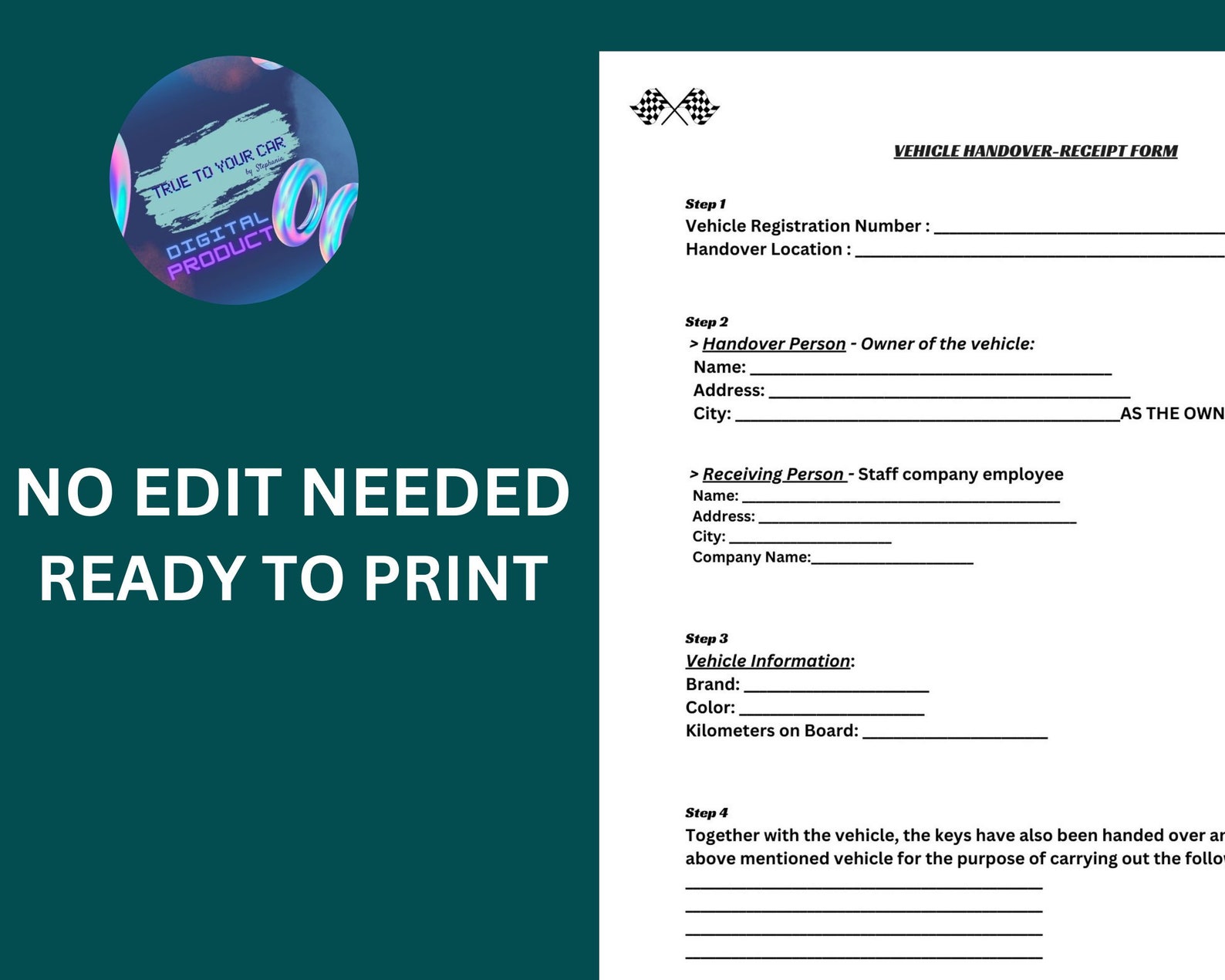 Vehicle Handover-receipt Form for Car Detailing Services and ...