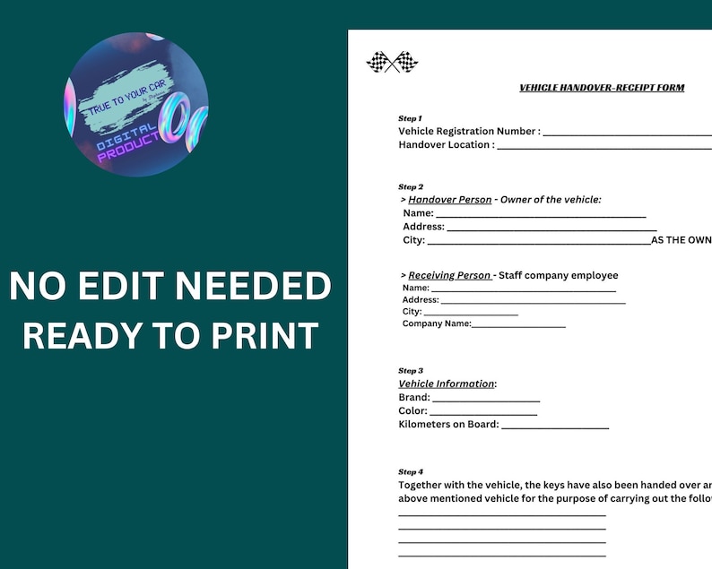 Vehicle Handover-receipt Form for Car Detailing Services and ...