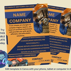Editable Car Mechanic and Repair Shop Flyer Template Auto Repair Flyer ...