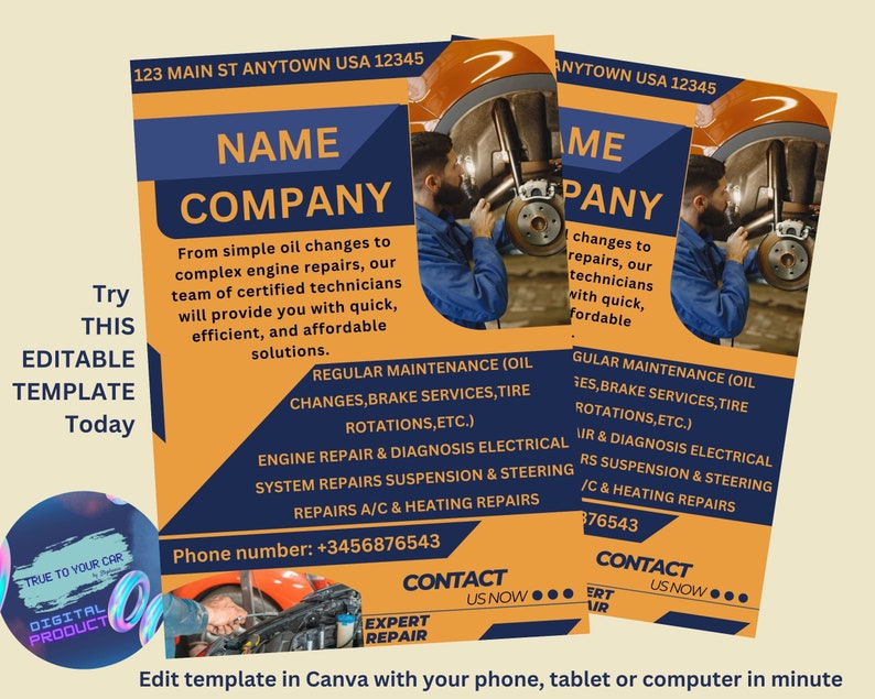Editable Car Mechanic and Repair Shop Flyer Template Auto Repair Flyer ...