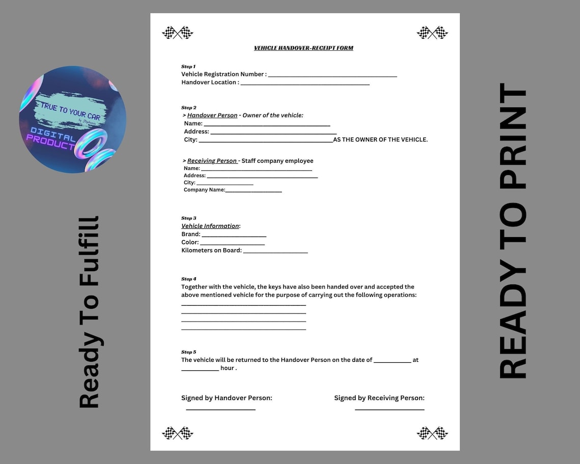 Vehicle Handover-receipt Form for Car Detailing Services and ...
