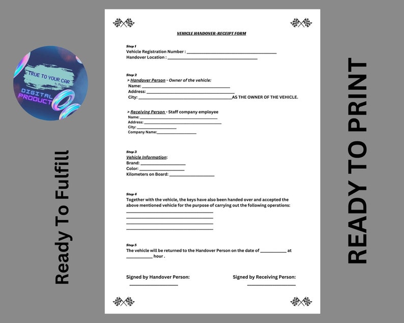 Vehicle Handover-receipt Form for Car Detailing Services and ...