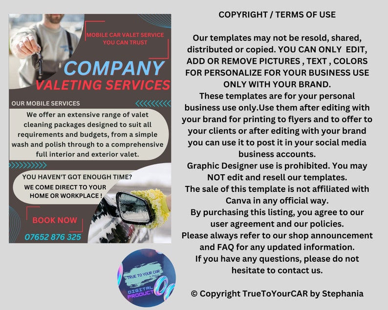 Customizable Car Valet Flyer Template for Auto Detailing & Car Wash ...
