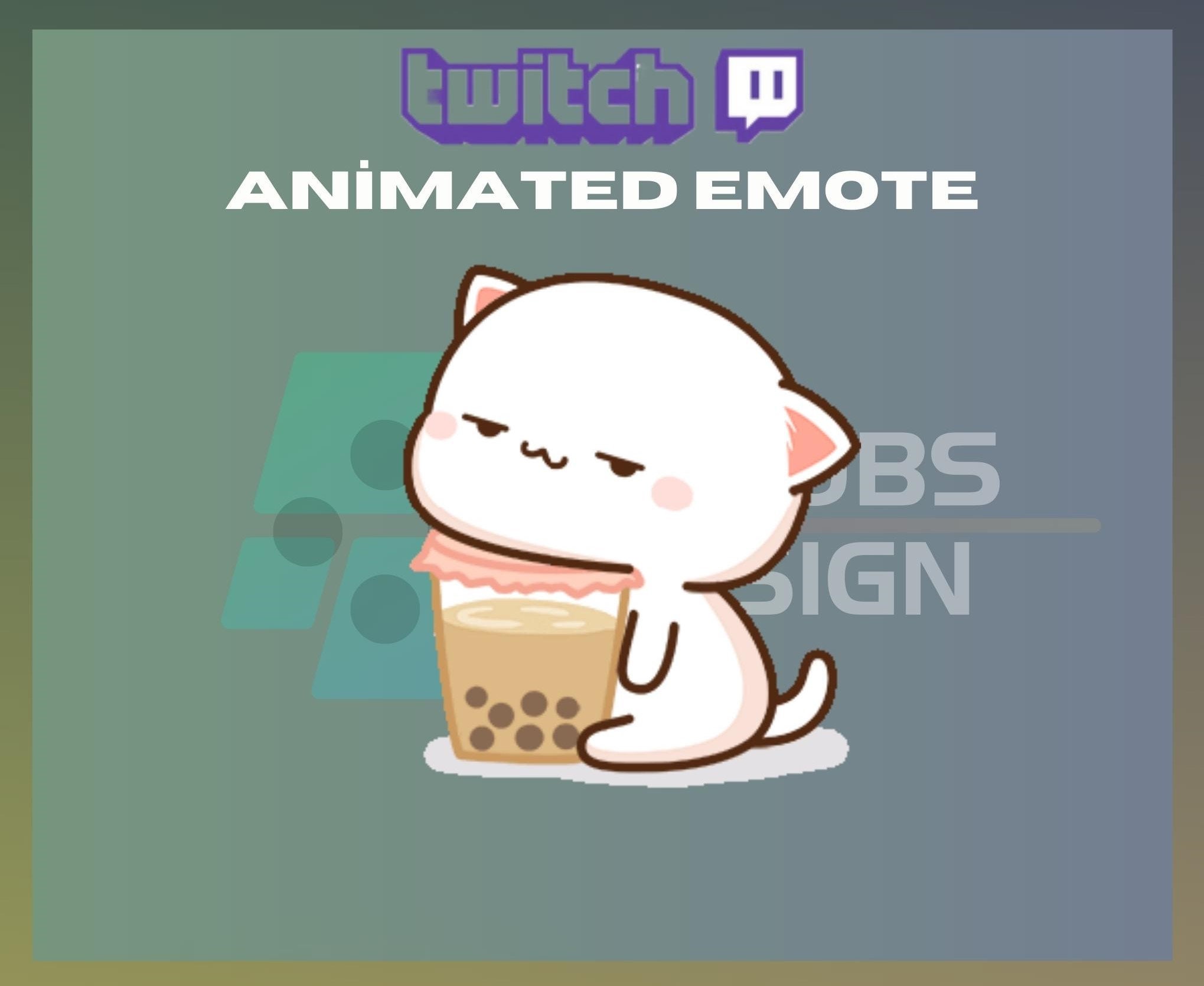Animated Twitch Emote, Boba Kitty Emote, Kitty Emote, Cute Cat Emote ...