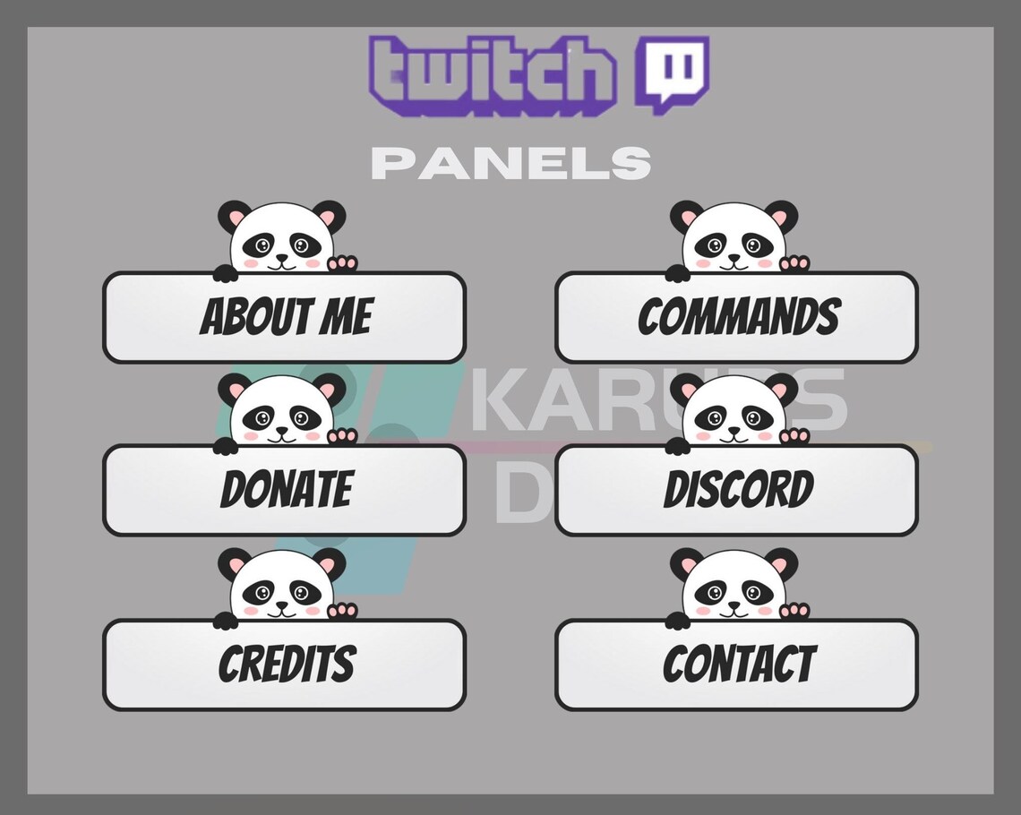 24x Twitch Panels Pack Cute Panda Panels, Animal, Gamer, White ...