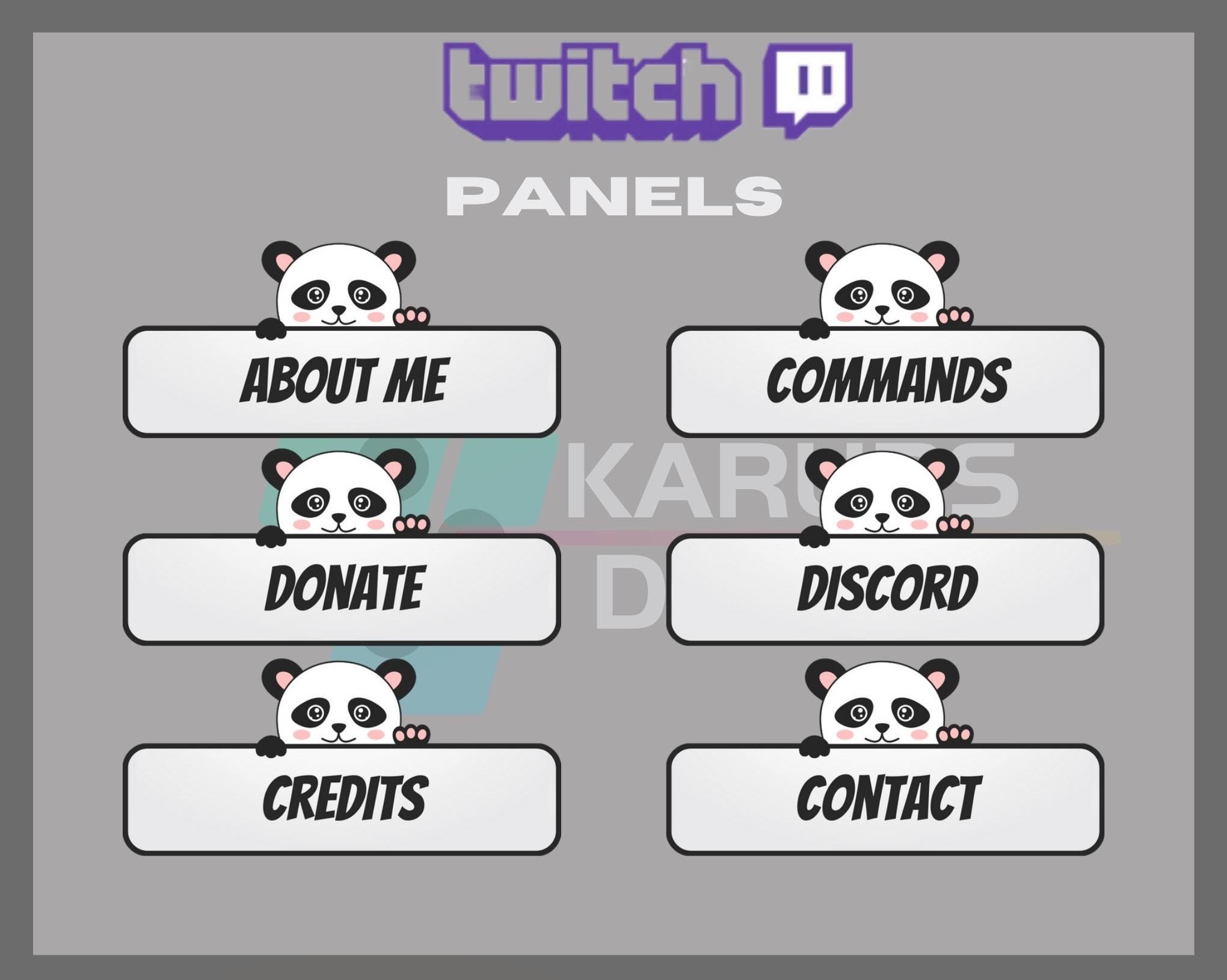 24x Twitch Panels Pack - Cute Panda Panels, Animal, Gamer, White ...
