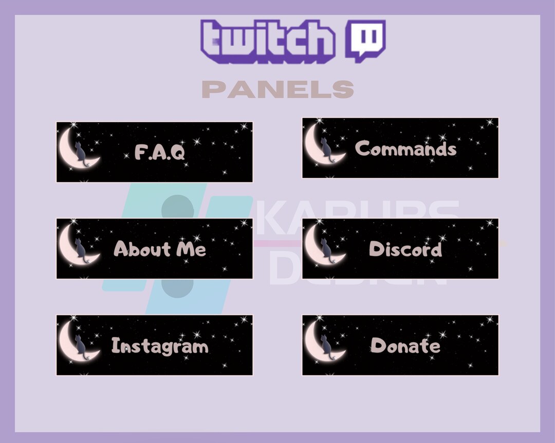 24x Twitch Panel Pack - Midnight and Cat Twitch Panels, Midnight, Moon ...