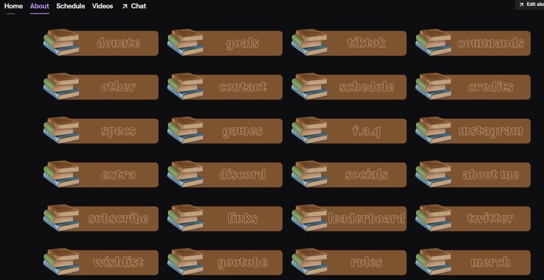 24x Twitch Panels Pack book Twitch Panel Booktok Reading - Etsy