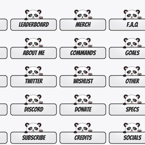 24x Twitch Panels Pack - Cute Panda Panels, Animal, Gamer, White ...