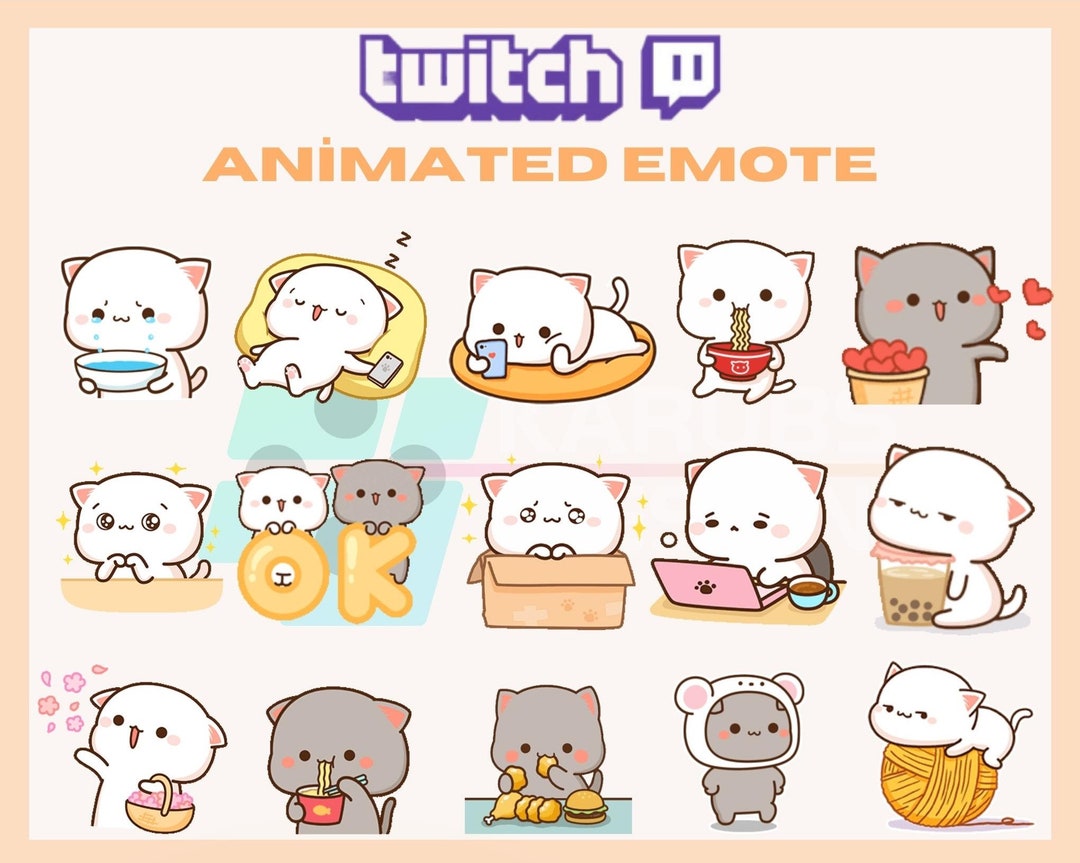 Animated Twitch, Kick Emote, Cute Kitten Emote, Dancing Emote, Playing ...