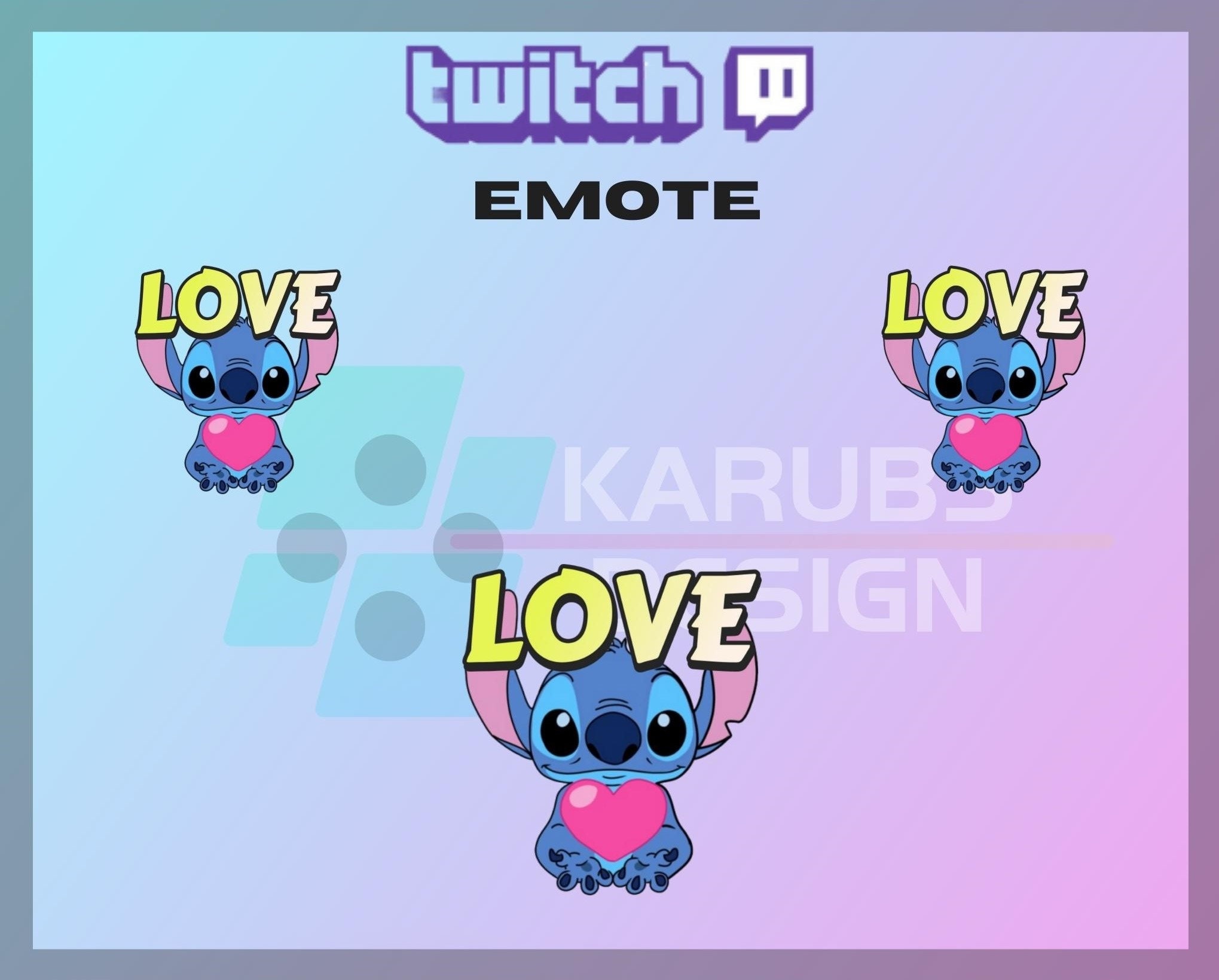 1 Twitch Emote, Stitch Love Emote, Cute Emote, Love Emote, Love You ...
