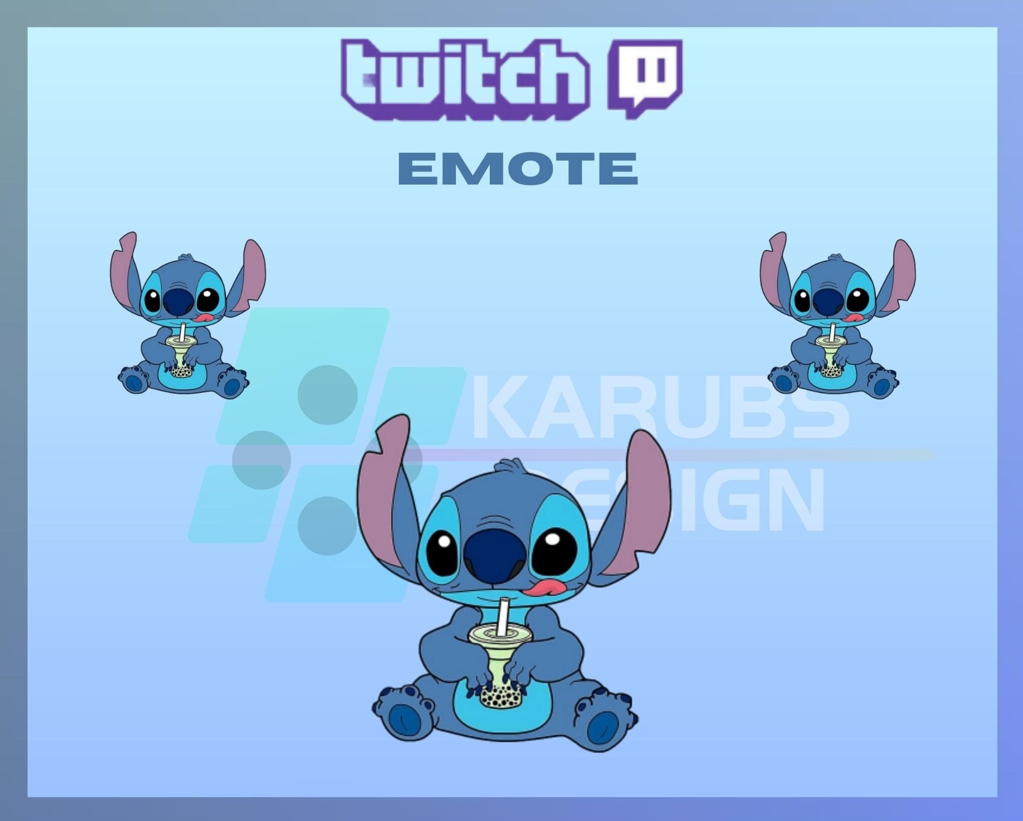 1 Twitch Emote, Stitch Boba Emote, Cute Blue Stitch Emote, Discord ...