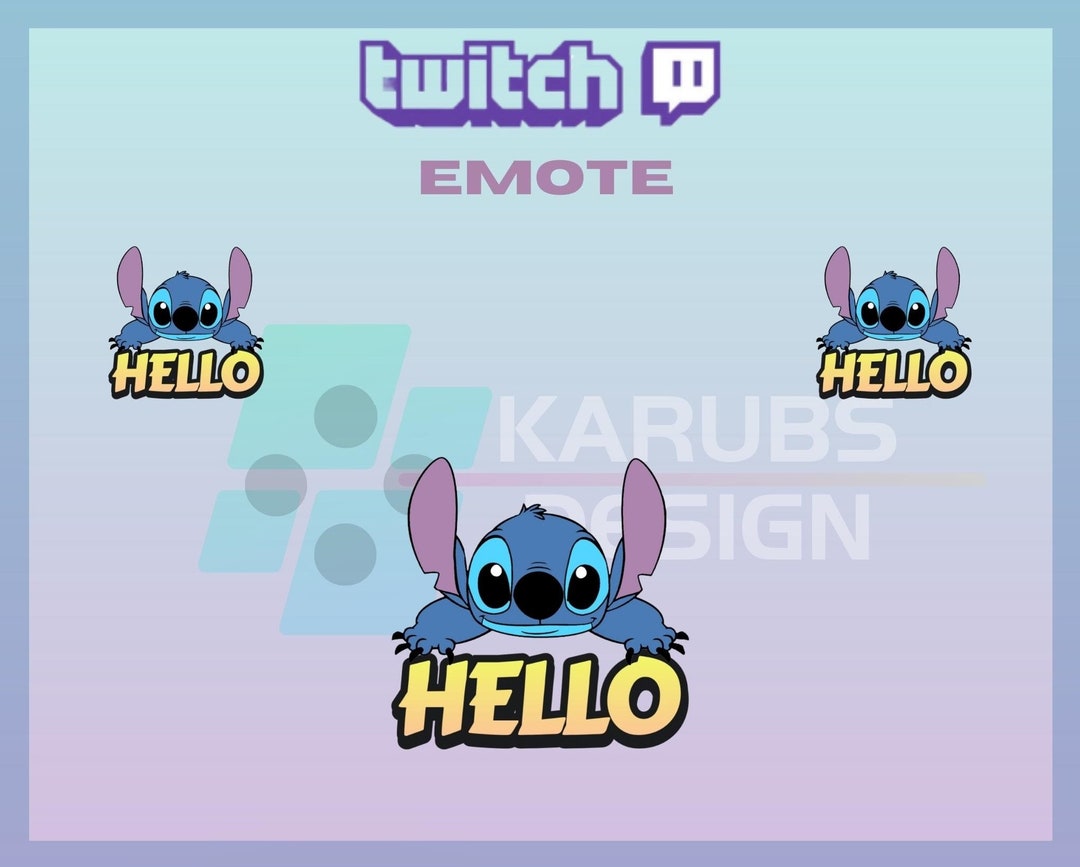 1 Twitch Emote, Hello Stitch Emote, Hello Emote, Stitch Emote, Cute ...